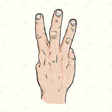 Hand gesture Three fingers stock vector. Illustration of element - 93858599