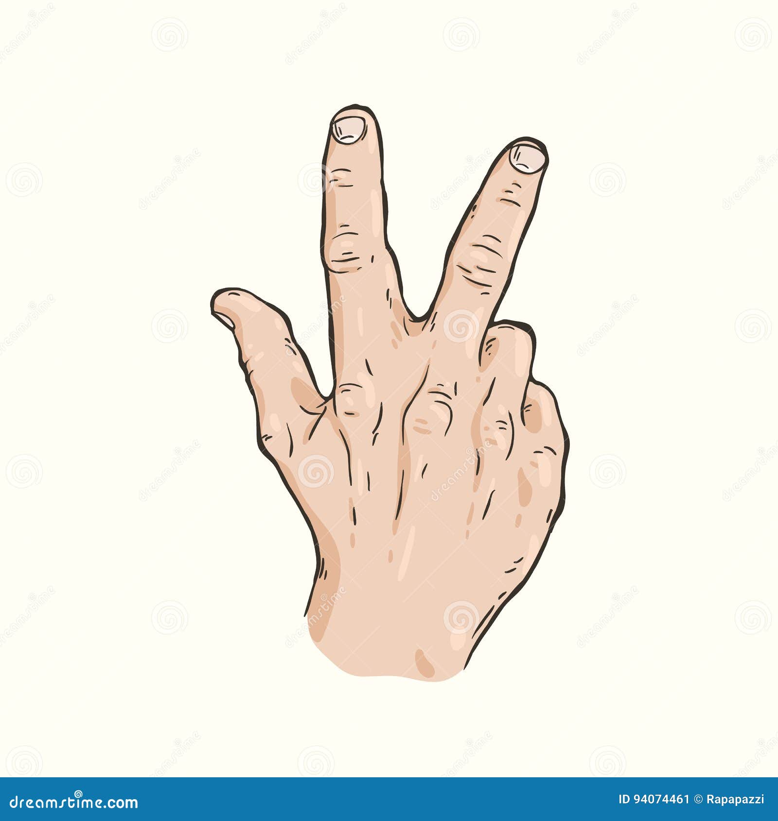 Hand gesture Three fingers stock vector. Illustration of message - 94074461