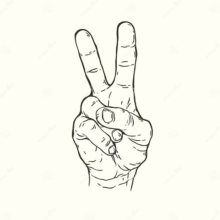 Hand gesture Two fingers stock vector. Illustration of vector - 93806759
