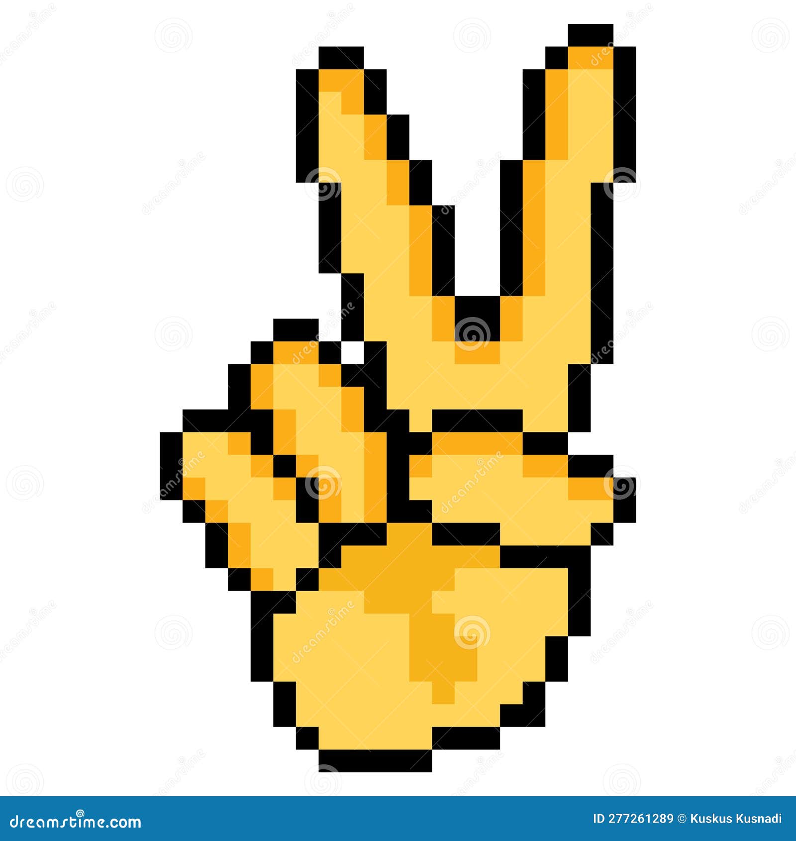 Hand Gesture V Sign for Peace Symbol with Pixel Art Design Stock Vector ...