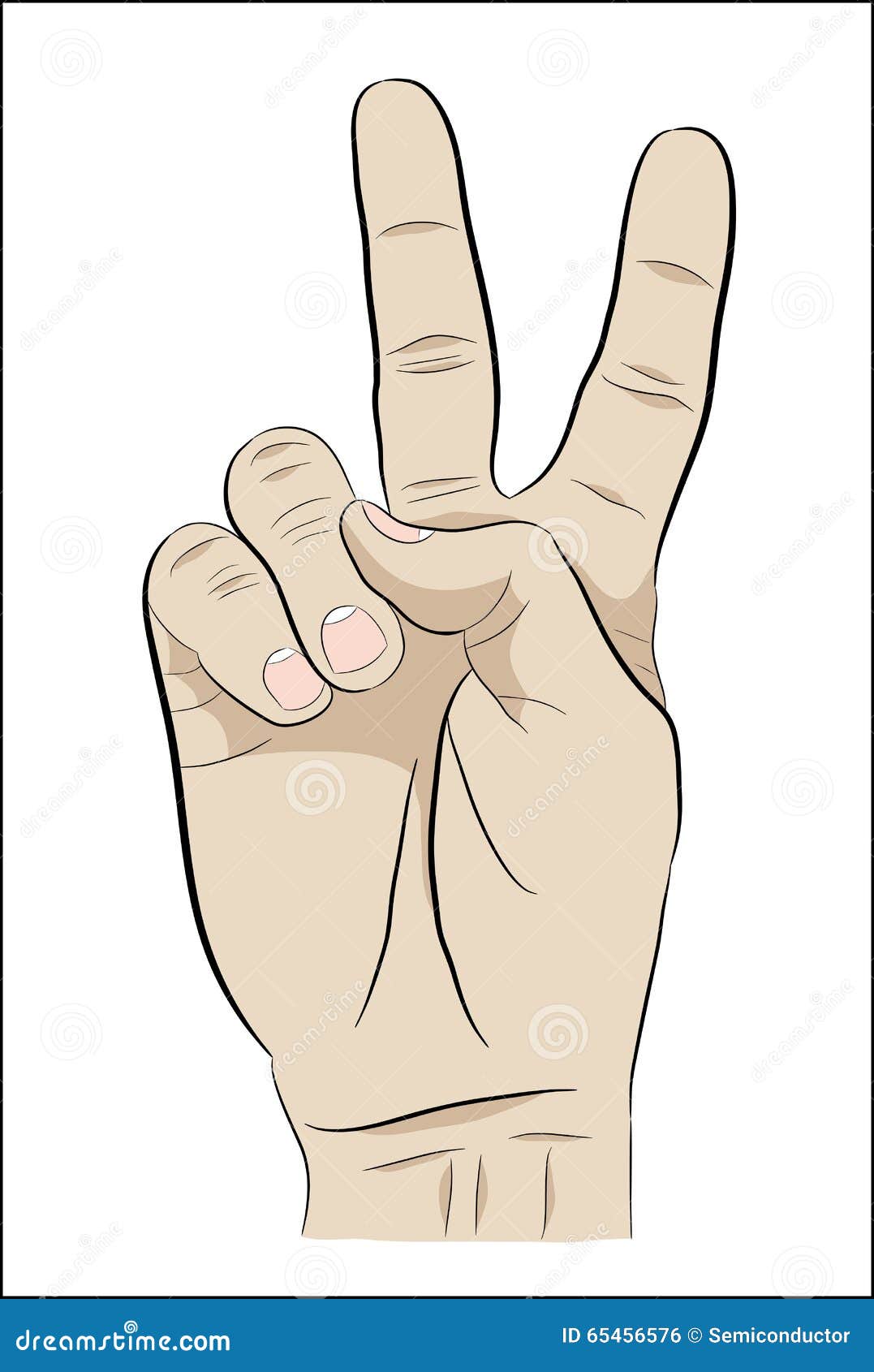 Hand gesture of victory stock vector. Illustration of drawing - 65456576