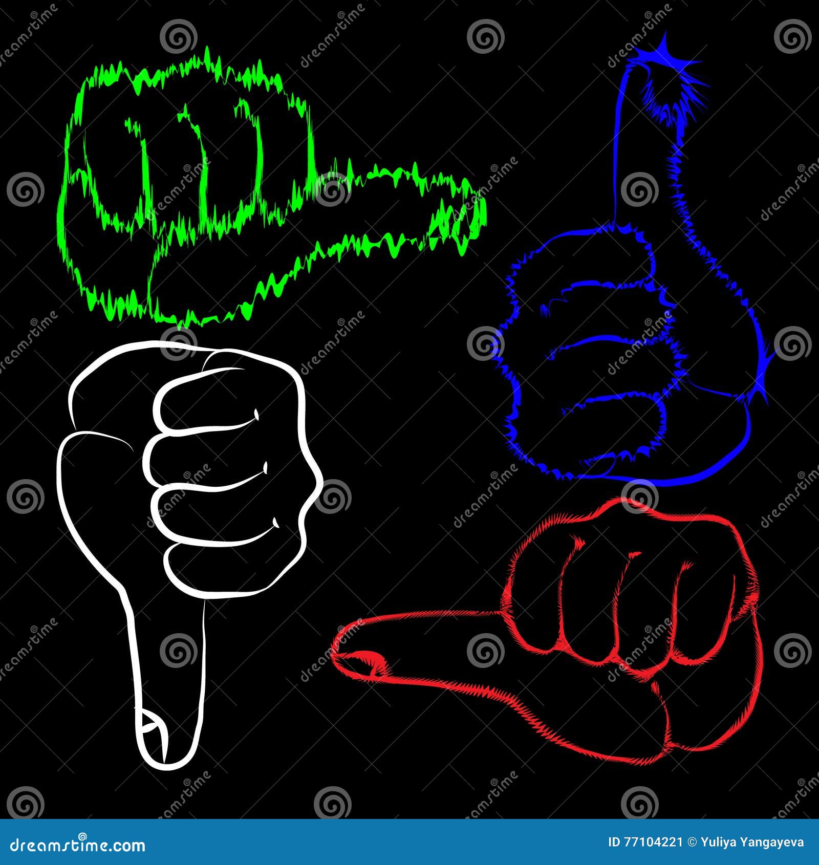 Hand gesture, yes and no. stock vector. Illustration of attitude - 77104221