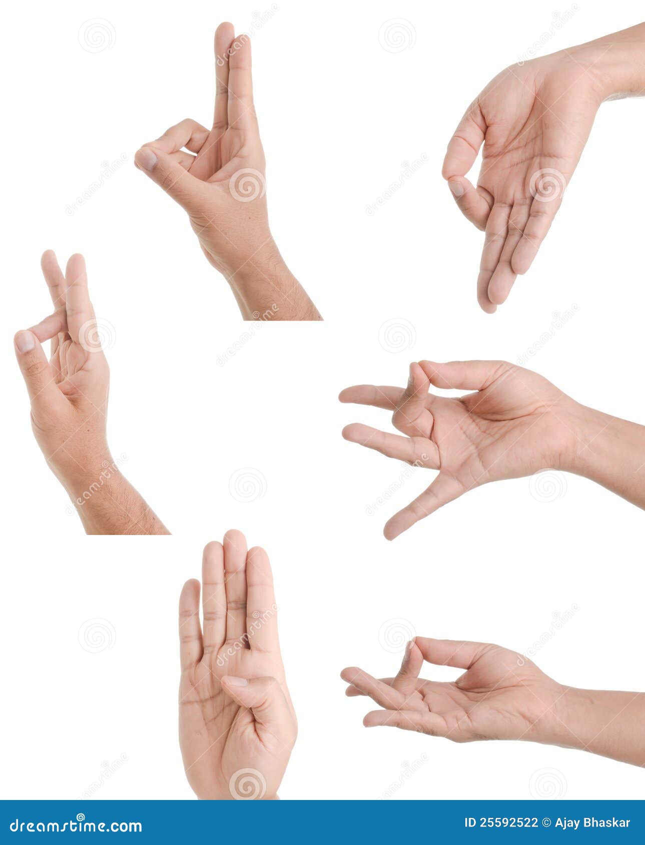 Man`s Hand Gestures, Counting Numbers One To Five, Isolated On White ... Man`s Hand Gestures, Counting Numbers One To Five, Isolated On White ...
