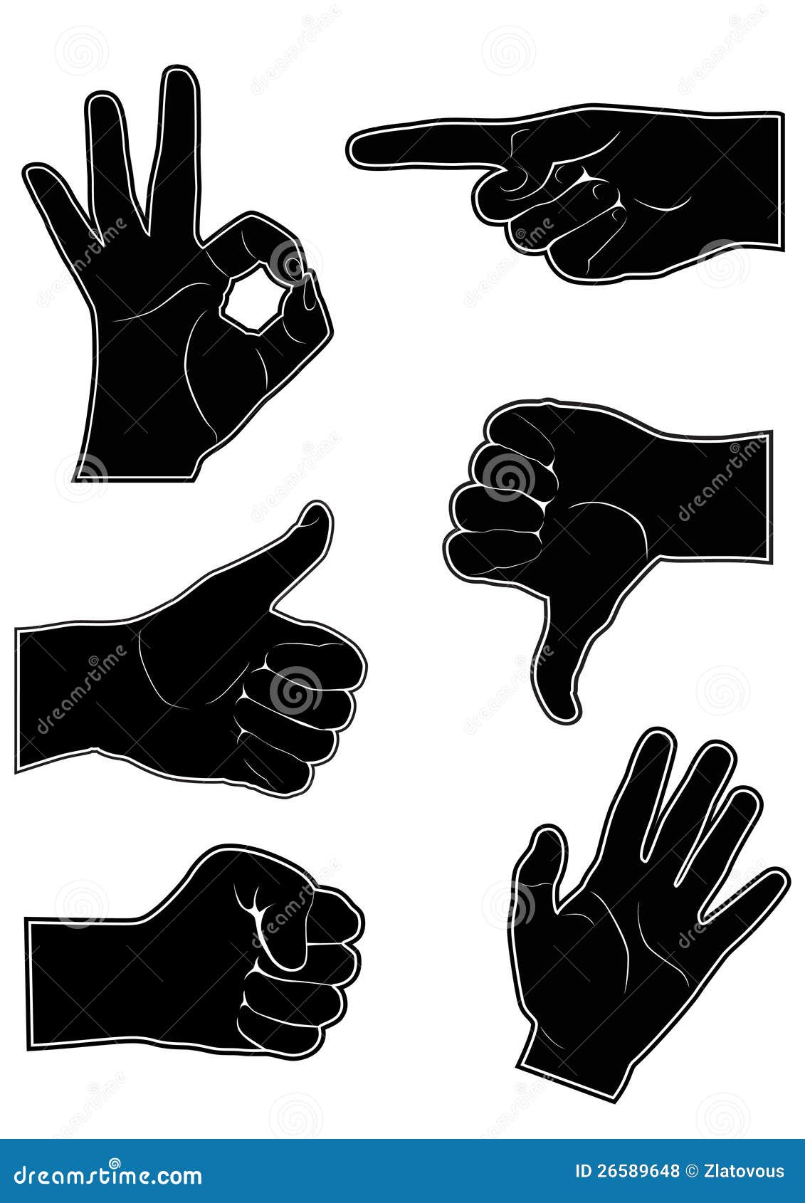 Hand Gestures And Movements - Vector Lineart | CartoonDealer.com #193958891