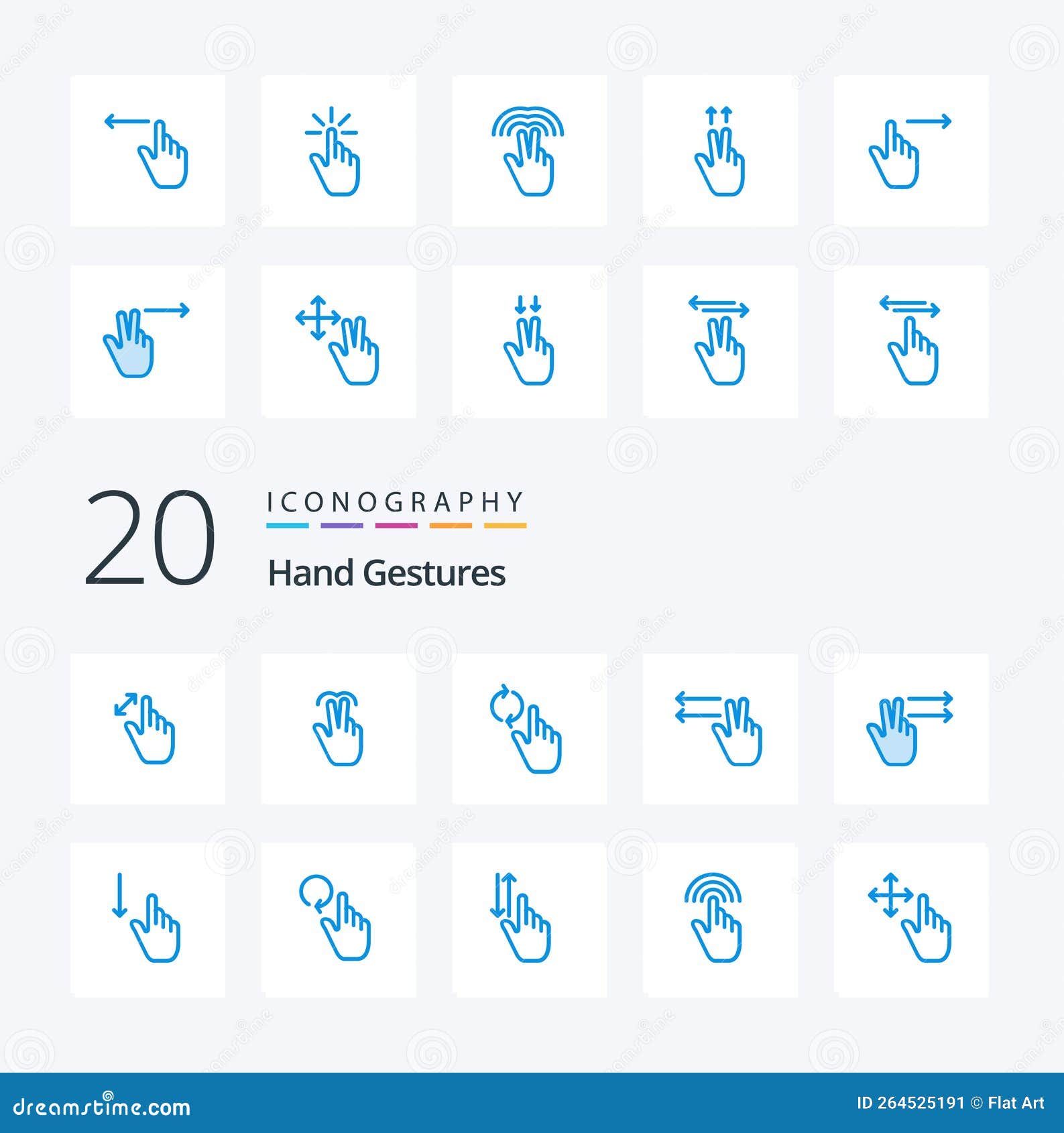 20 Hand Gestures Blue Color Icon Pack Like Finger Gesture Touch Fingers ...