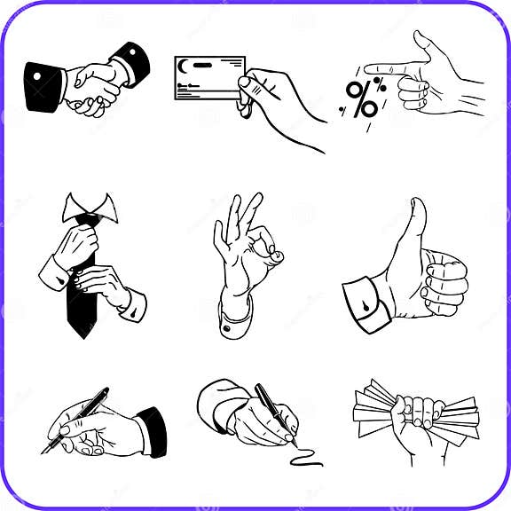 Hand Gestures - Business Set. Vector Illustration Stock Vector ...