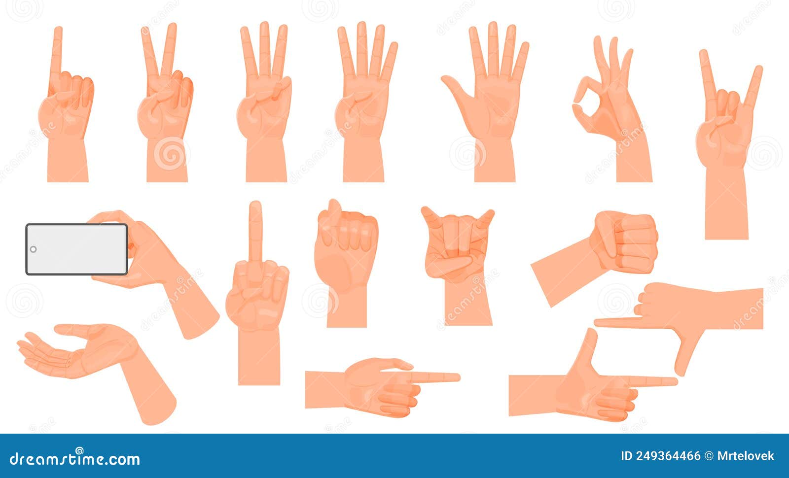 Hand Gestures. Counting To Five On Fingers, Fico, Cartoon Flat Style ... Hand Gestures. Counting To Five On Fingers, Fico, Cartoon Flat Style ...