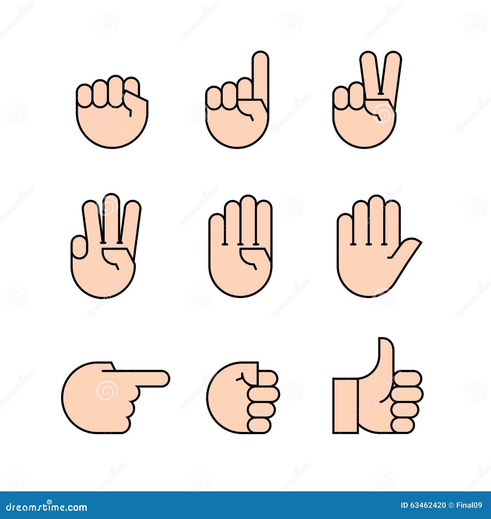 Hand gestures. icons set. stock vector. Illustration of outcry - 63462420