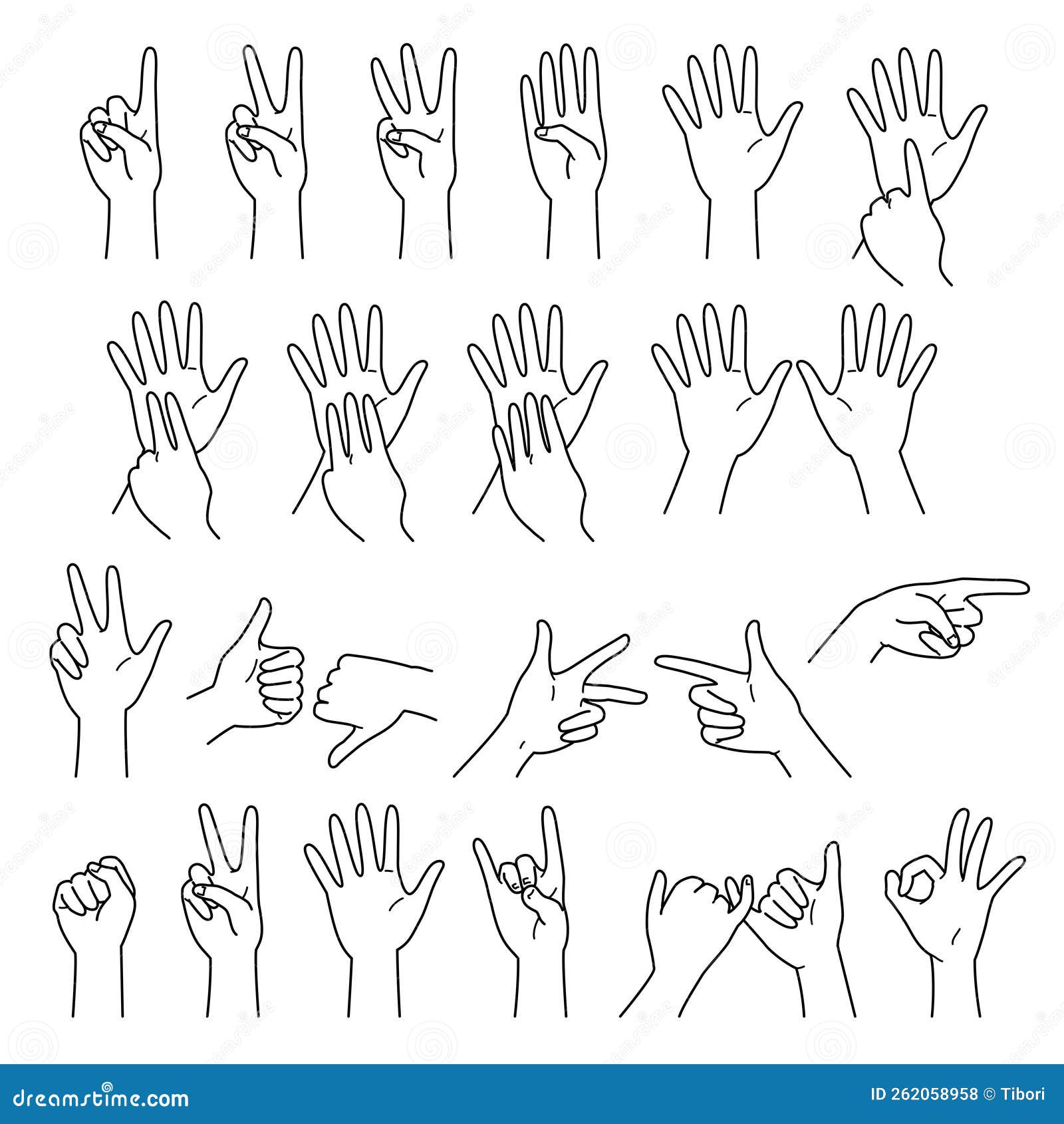 Hand Gestures 05, Numbers, V Sign, Rock Paper Scissors, Vector File Set ...