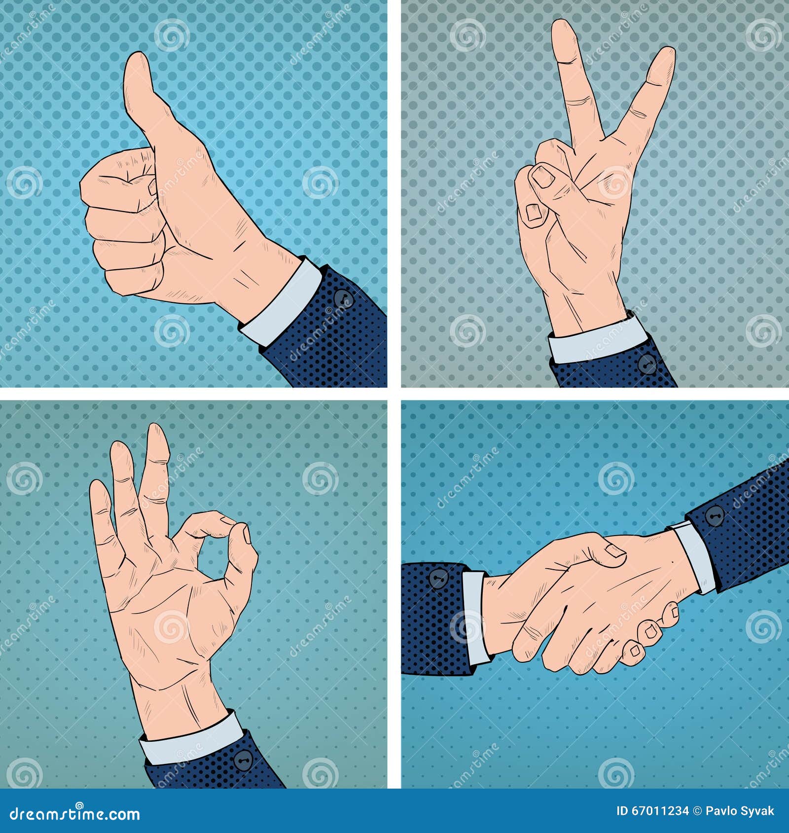 Hand Gestures Set in Comic Pop Art Style Stock Vector - Illustration of ...