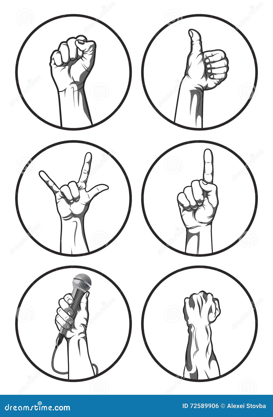 Hand Gestures Set. Illustration Of Vector Avatar Human Hands ...