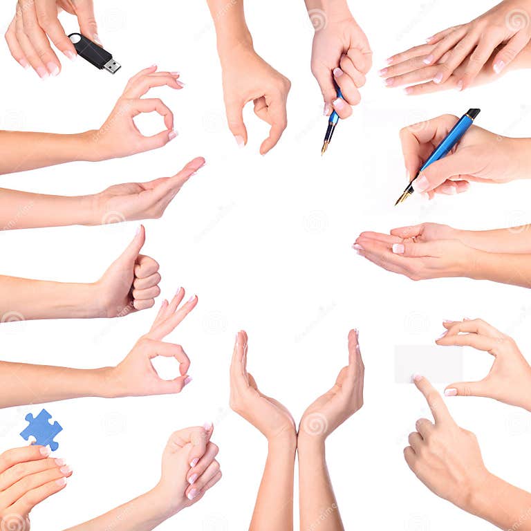 Hand Gestures Set, Isolated Stock Image - Image of note, communication ...