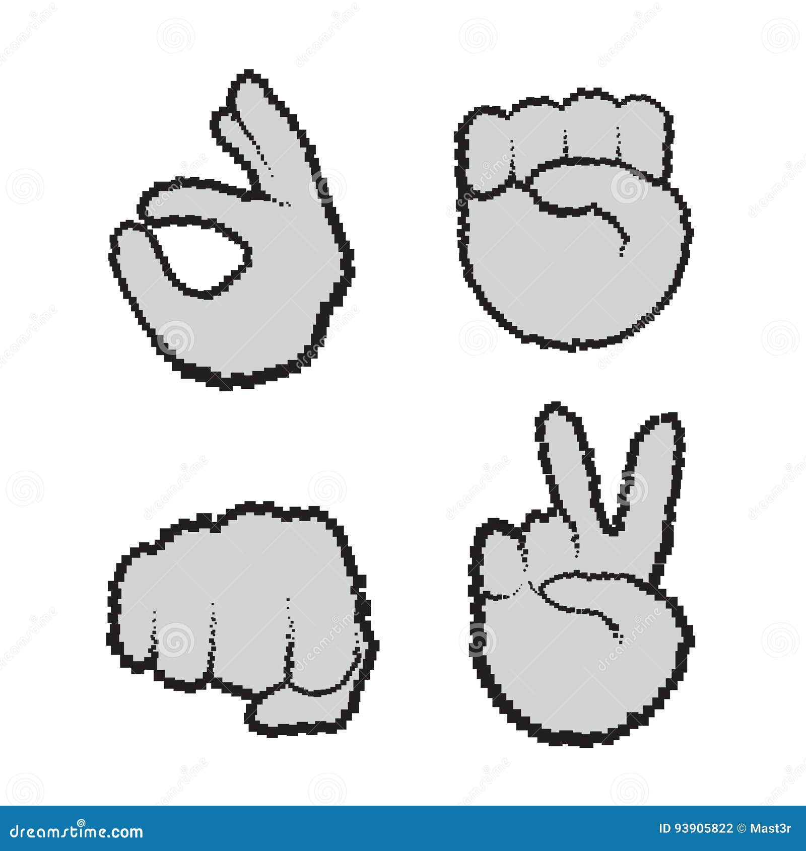 Hand Gestures Set People Emotion Icon Collection Stock Vector ...