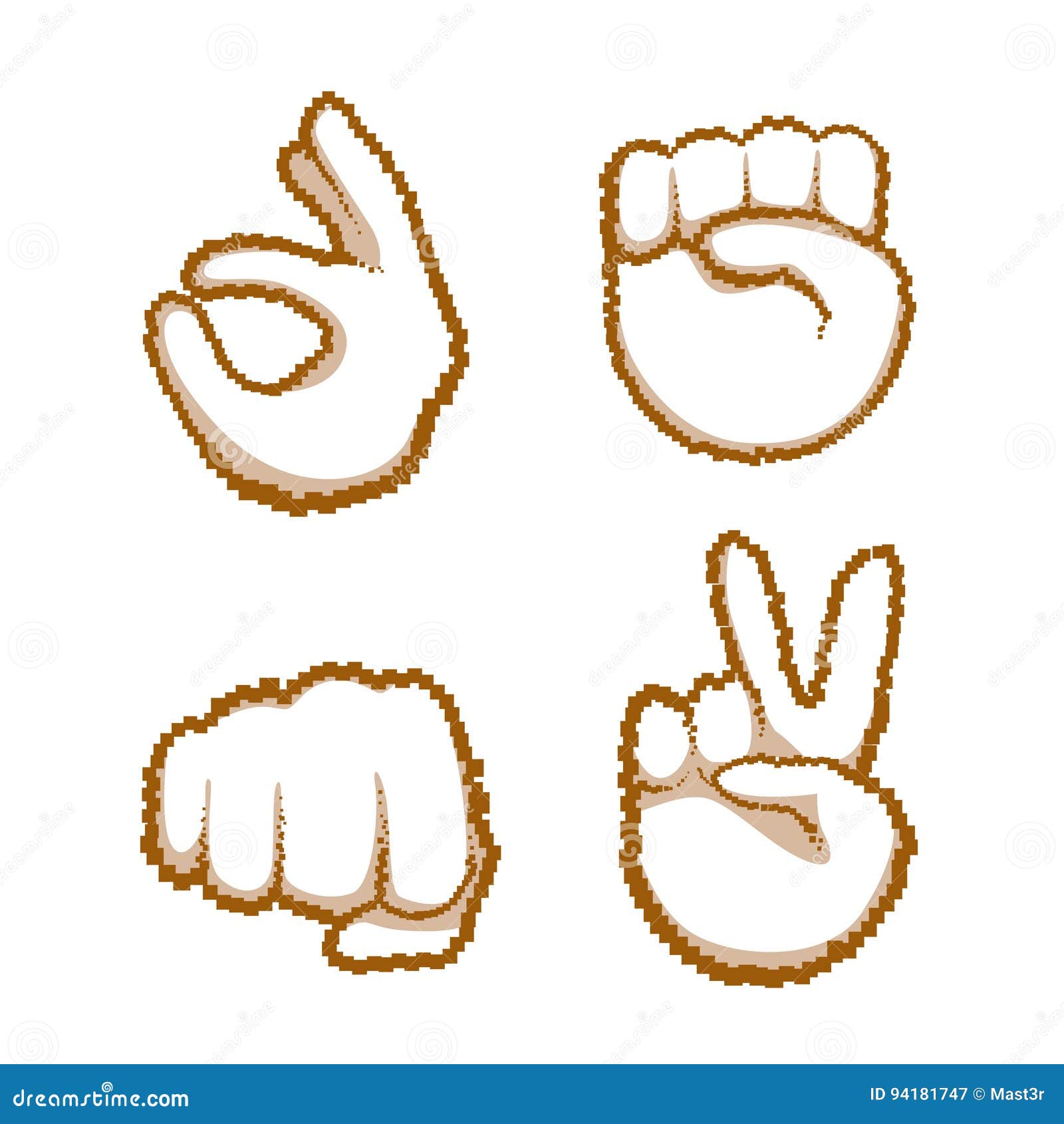 Hand Gestures Set People Emotion Icon Collection Stock Vector ...