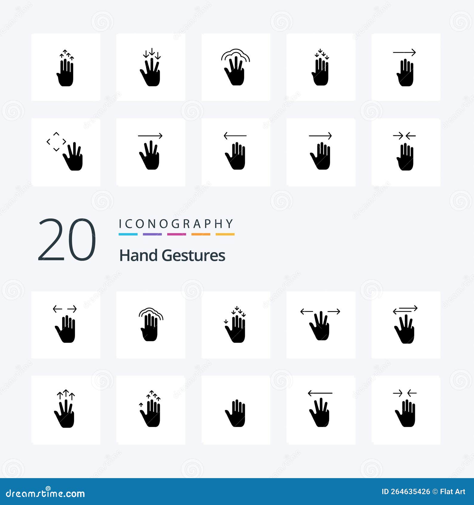 20 Hand Gestures Solid Glyph Icon Pack Like Three Fingers Hand Interface Gestures Arrow Stock ...