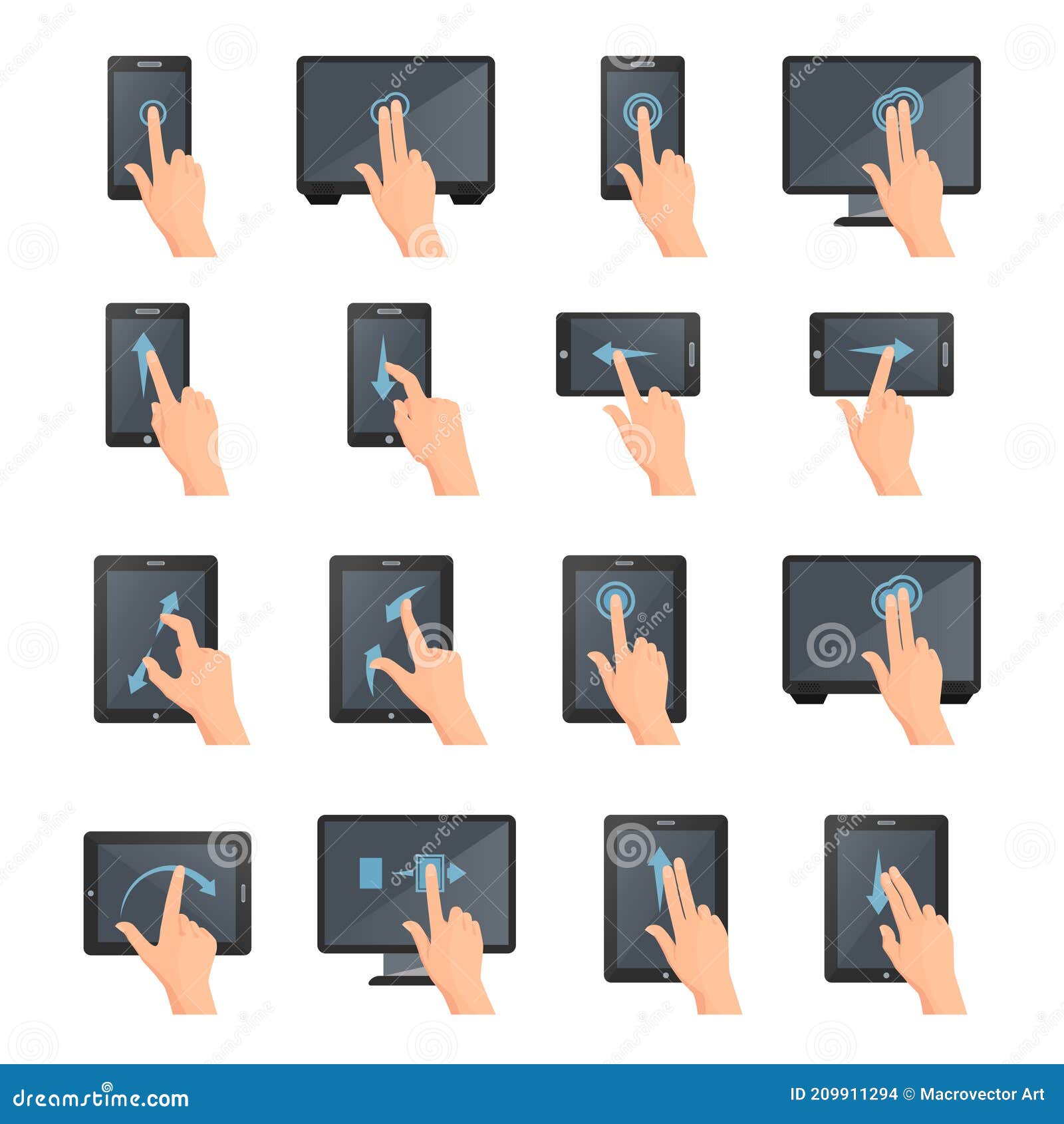 Hand Gestures on Touch Digital Devices Stock Vector - Illustration of ... Hand Gestures on Touch Digital Devices Stock Vector - Illustration of ...