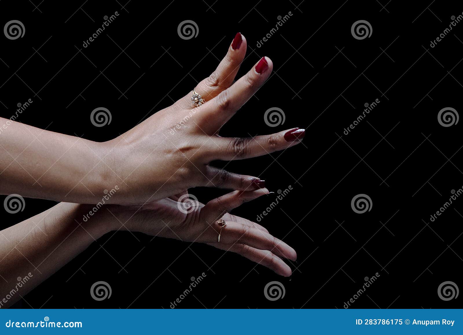 Hand Gestures with Two Hands Isolated on Black Background Stock Image ...