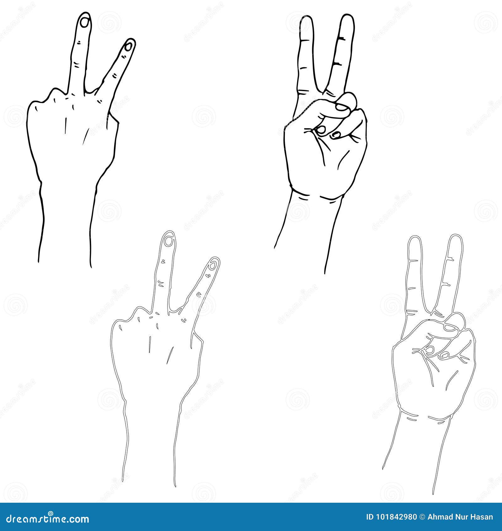 Hand Gestures stock illustration. Illustration of outlines - 101842980