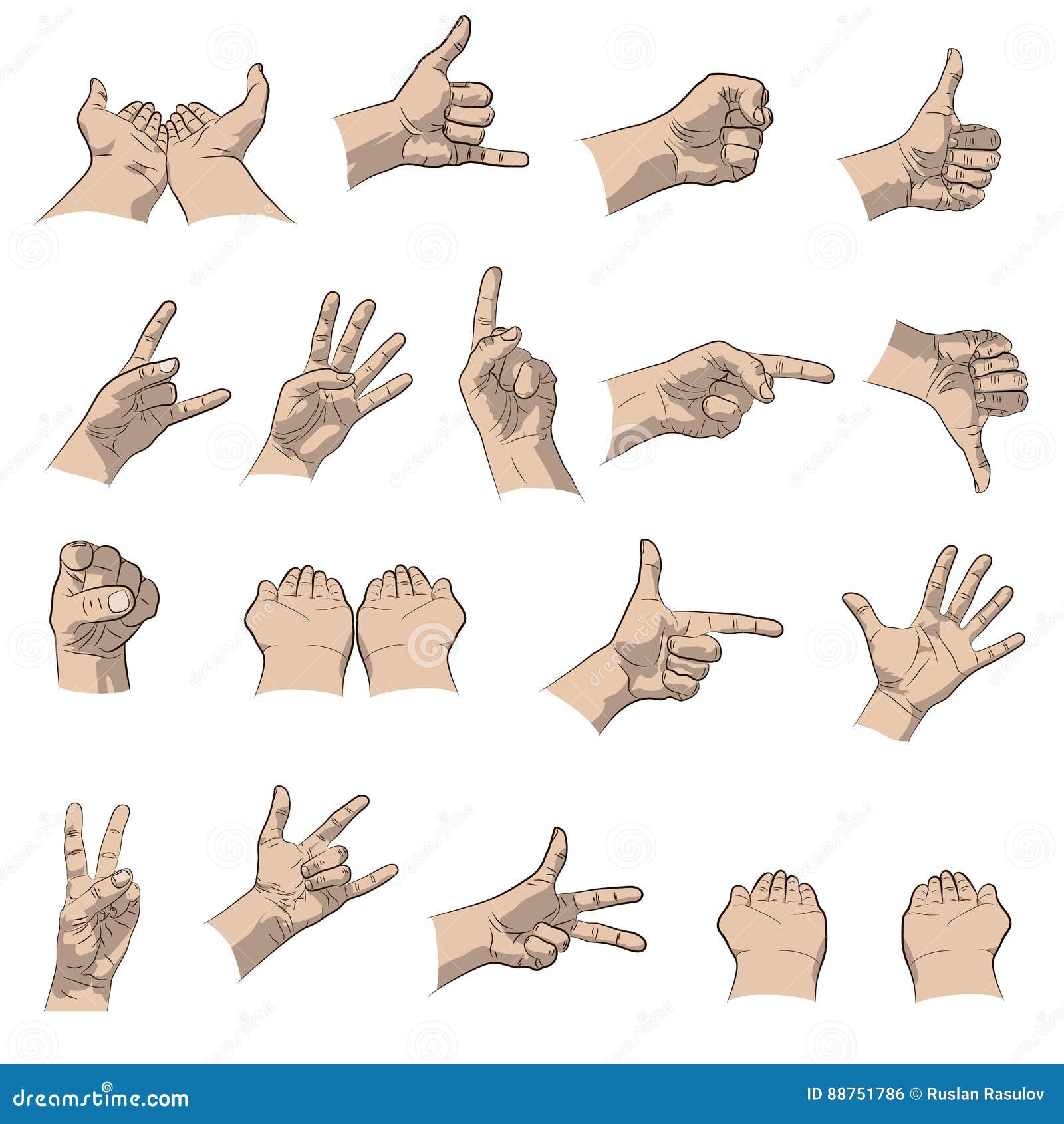 Hand gestures stock illustration. Illustration of human - 88751786