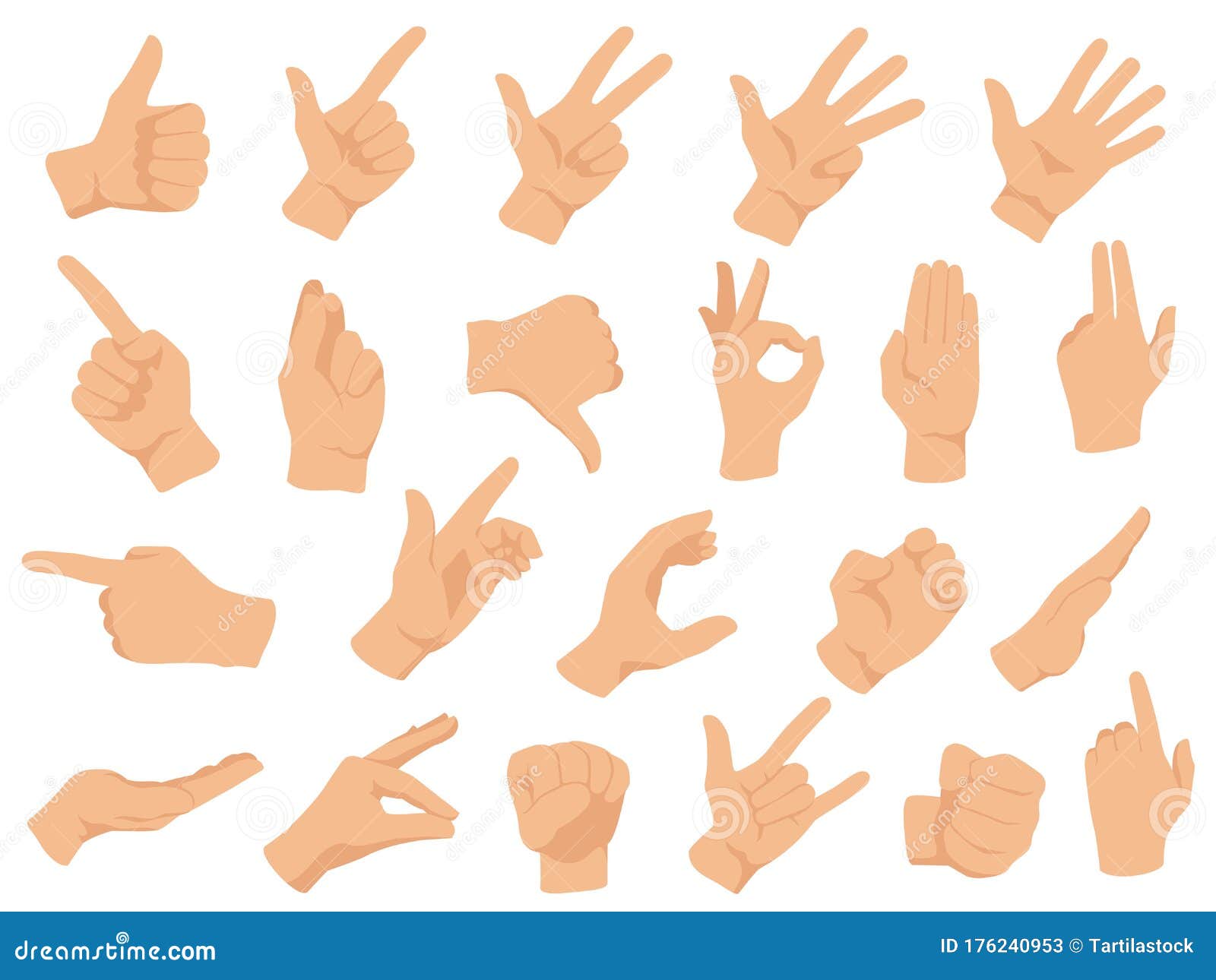 Hand Gestures. Vector Illustration Set, Counting Fingers Stock Vector ...