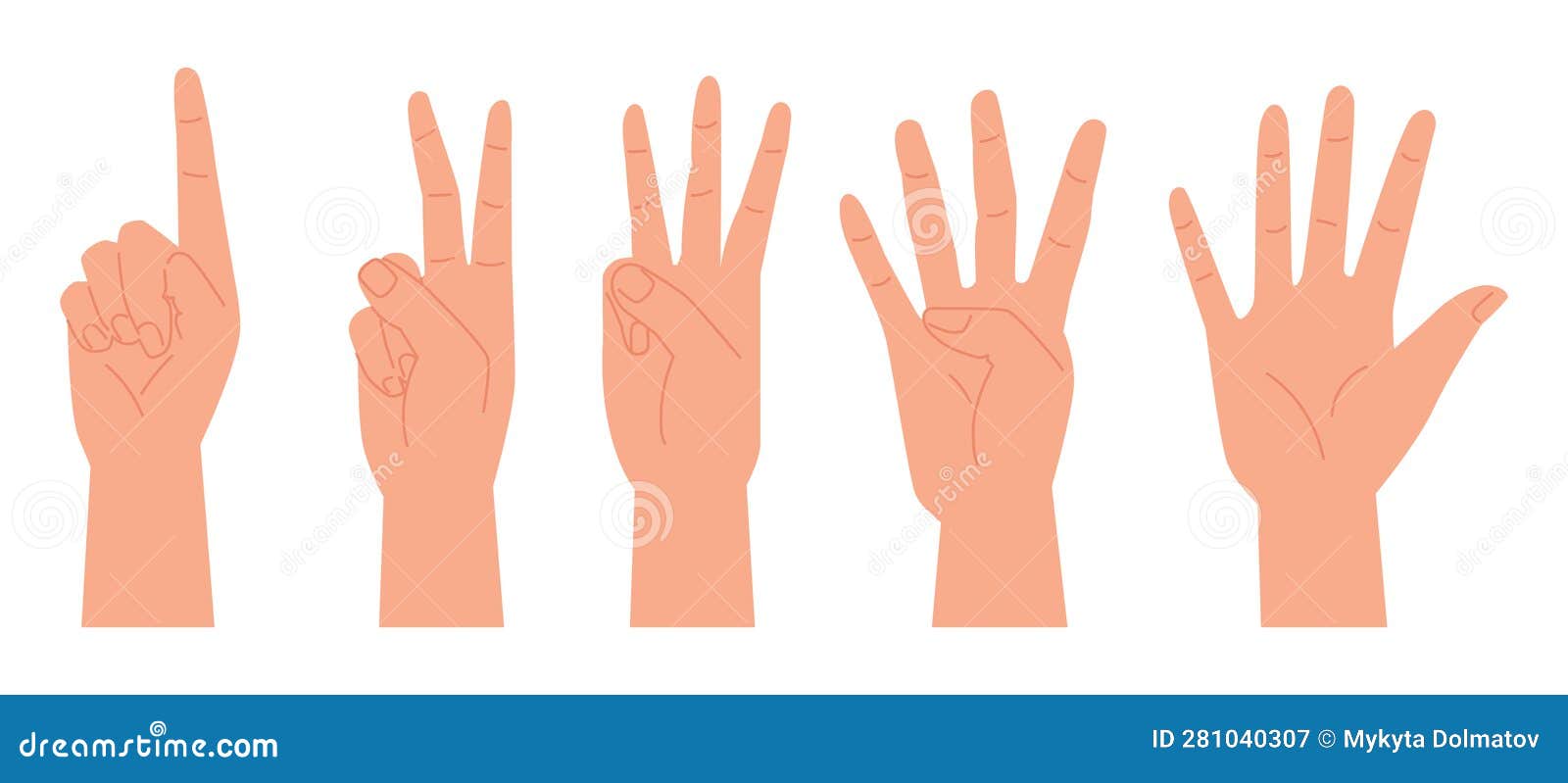 Hand Gestures. Vector Illustration Set, Counting Fingers Stock Vector ...