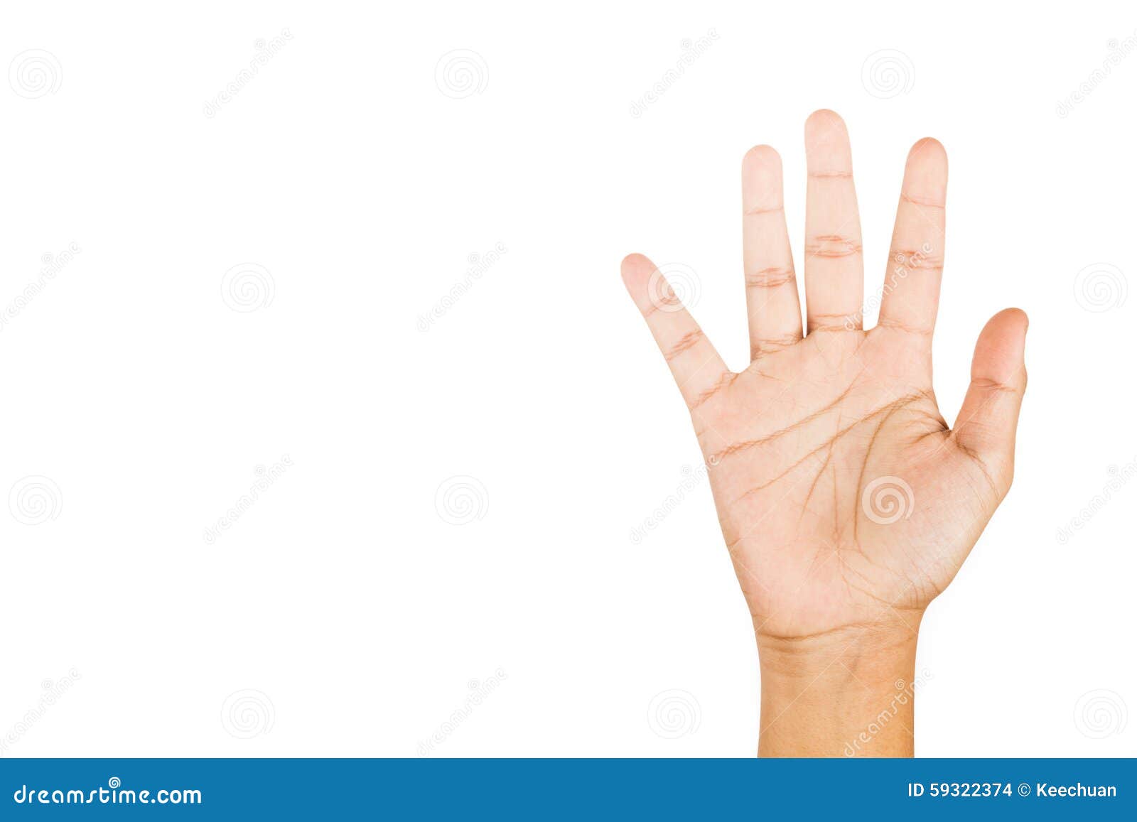 Hand Gesturing Number Five Against White Background. Stock Photo ...