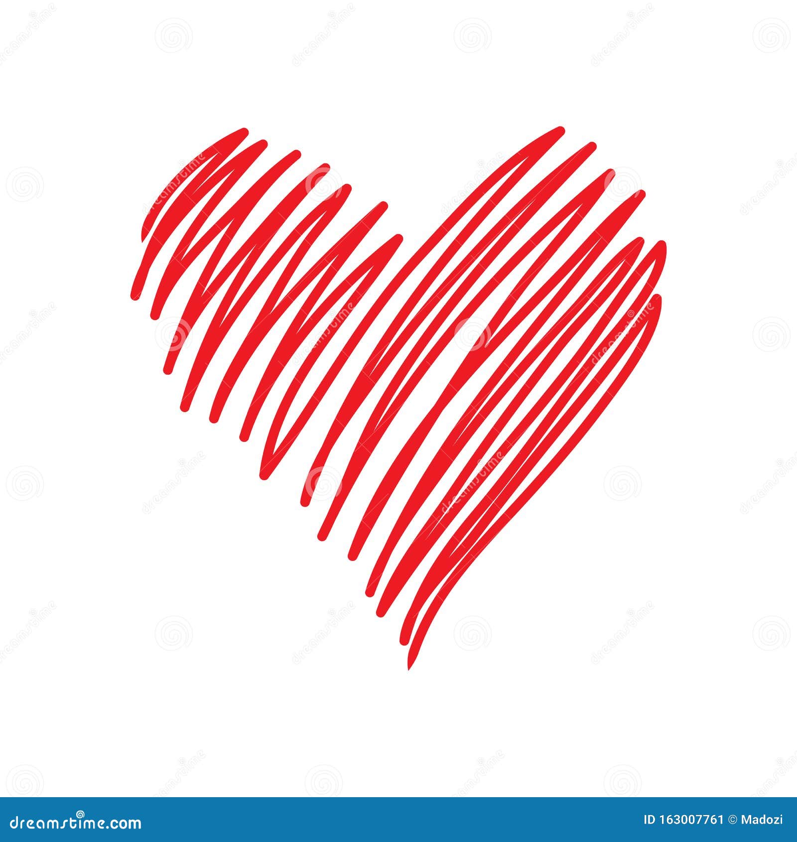 Hand-getekend Rood Hart Van Doodle Cirkel Vector Illustratie ...