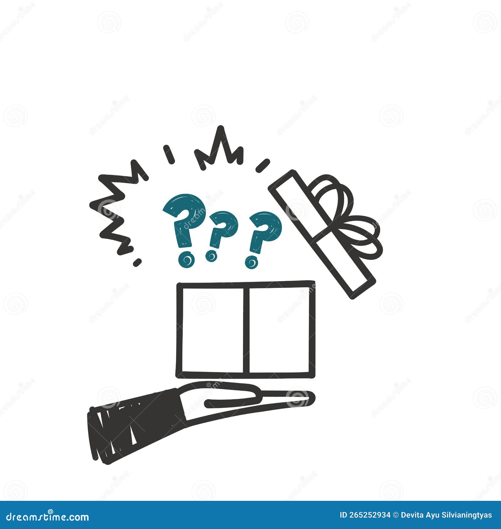 Hand Getekende Cadeaudoos Voor Doedelen En Vraagteken Symbool Voor ... Hand Getekende Cadeaudoos Voor Doedelen En Vraagteken Symbool Voor ...