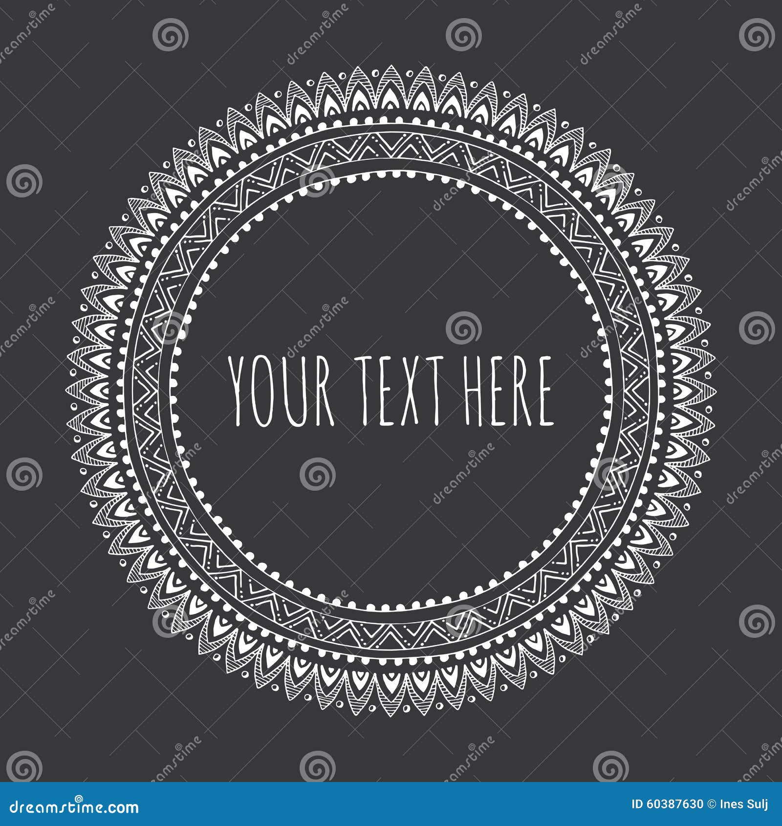 Hand Getrokken Decoratief Rond Kader, Stammen, Boho Vector Illustratie ...