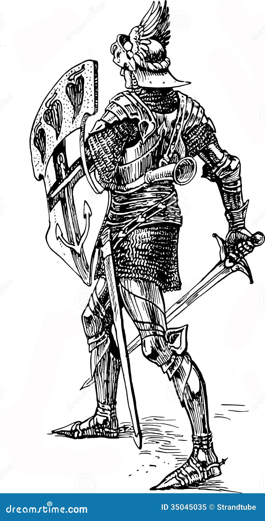 Hand Getrokken Ridder stock illustratie. Illustration of kruistochten ...