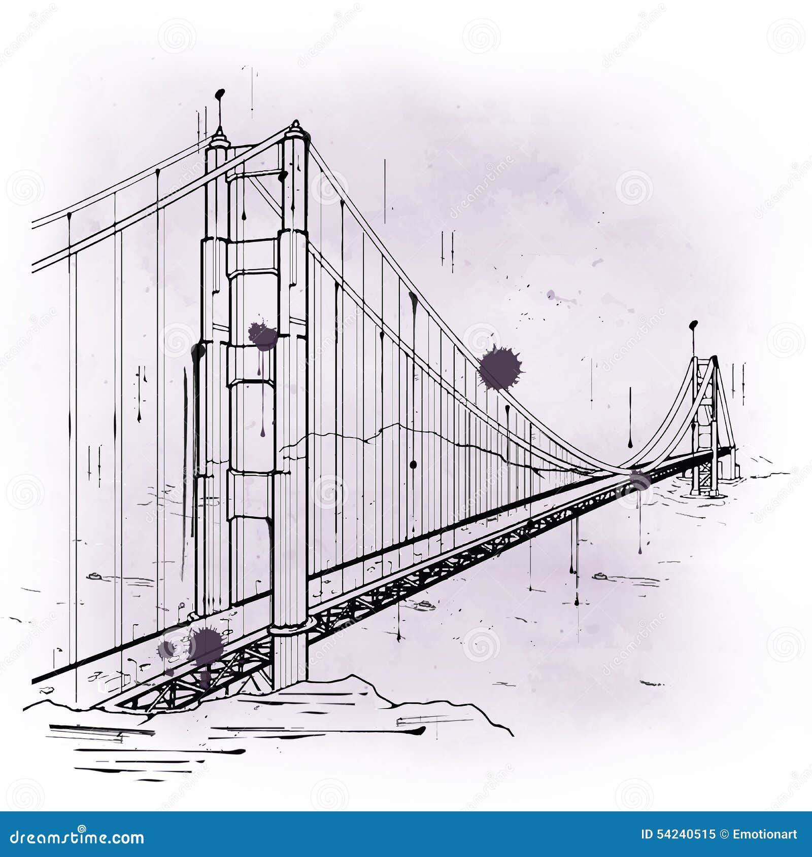 Hand Getrokken Schets Van Golden Gate Bridge Stock Illustratie ...