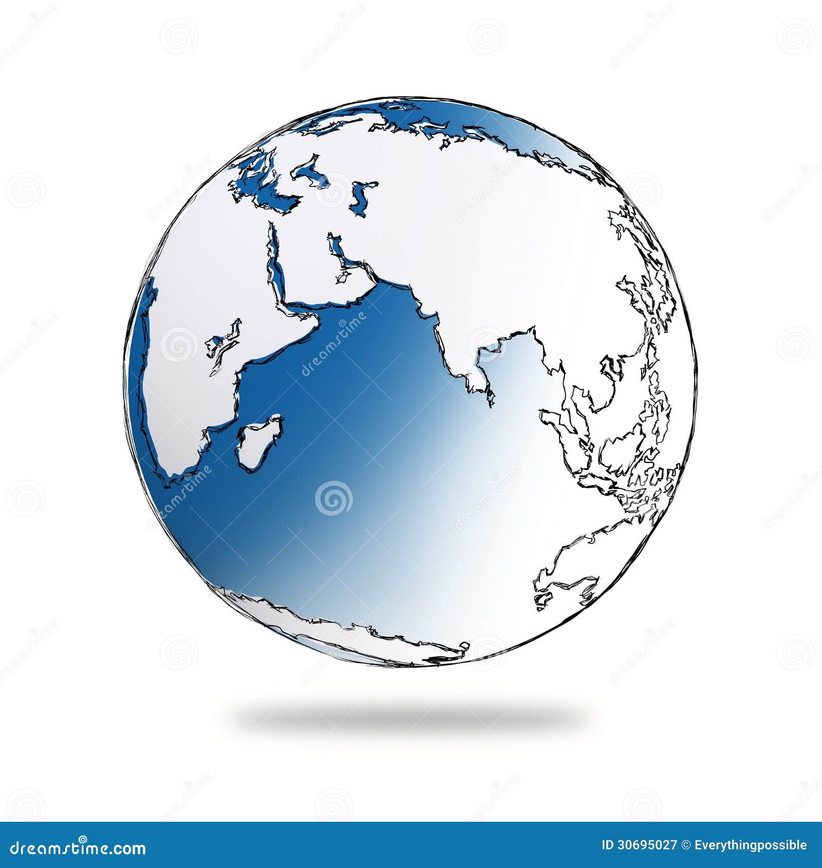 Hand gezeichnet der Erde stock abbildung. Illustration von geographie ...