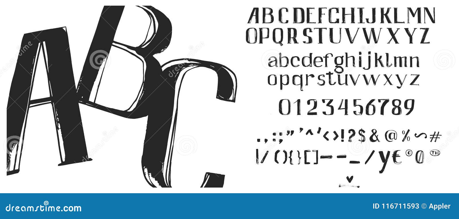 Hand Gezeichnete ABC-Zeichen Vektor Abbildung - Illustration von ...