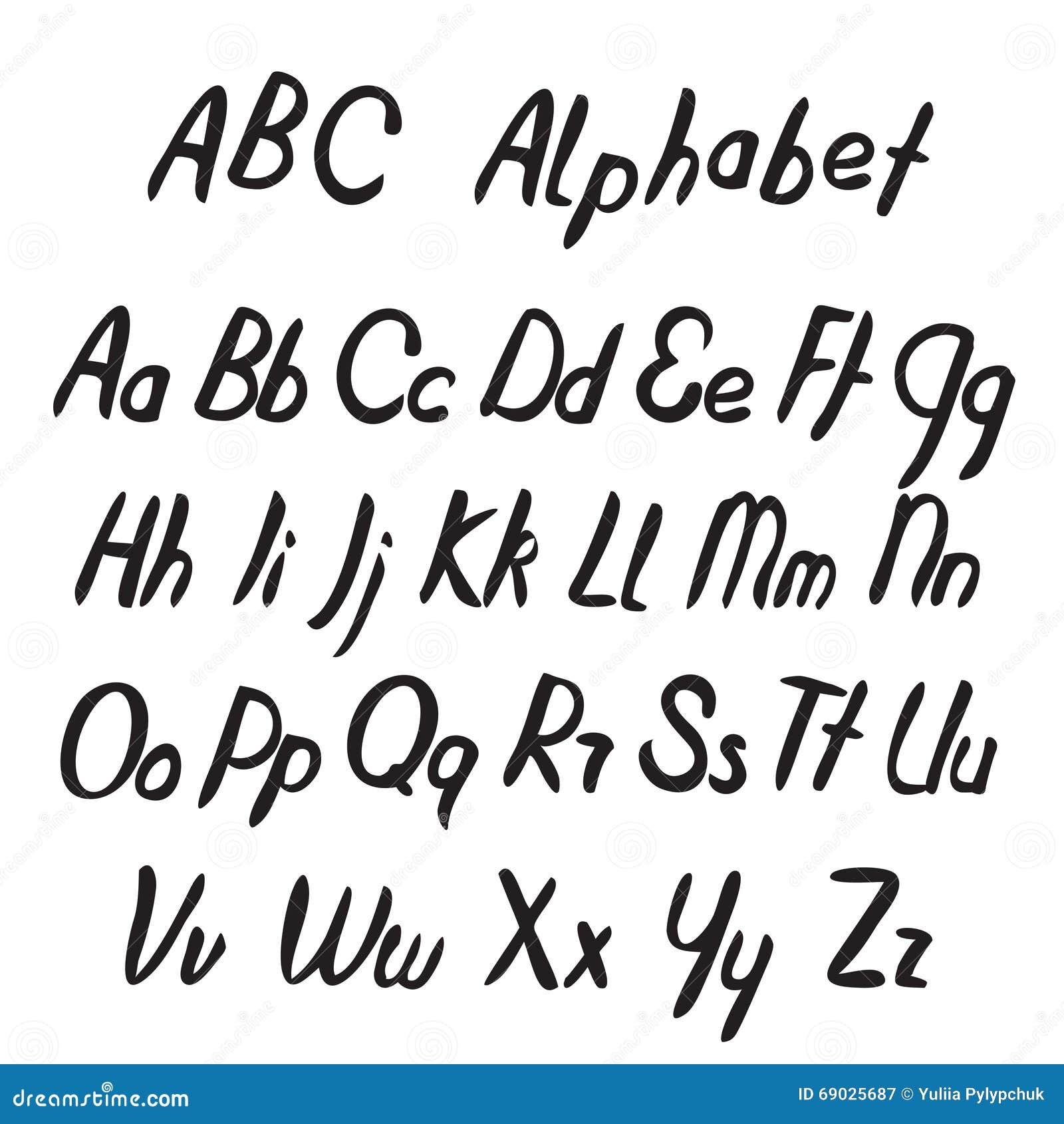Hand Gezeichnete ABC-Zeichen Alphabet Vektor Abbildung - Illustration ...