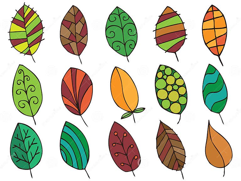 Hand gezeichnete Blätter vektor abbildung. Illustration von punkt ...