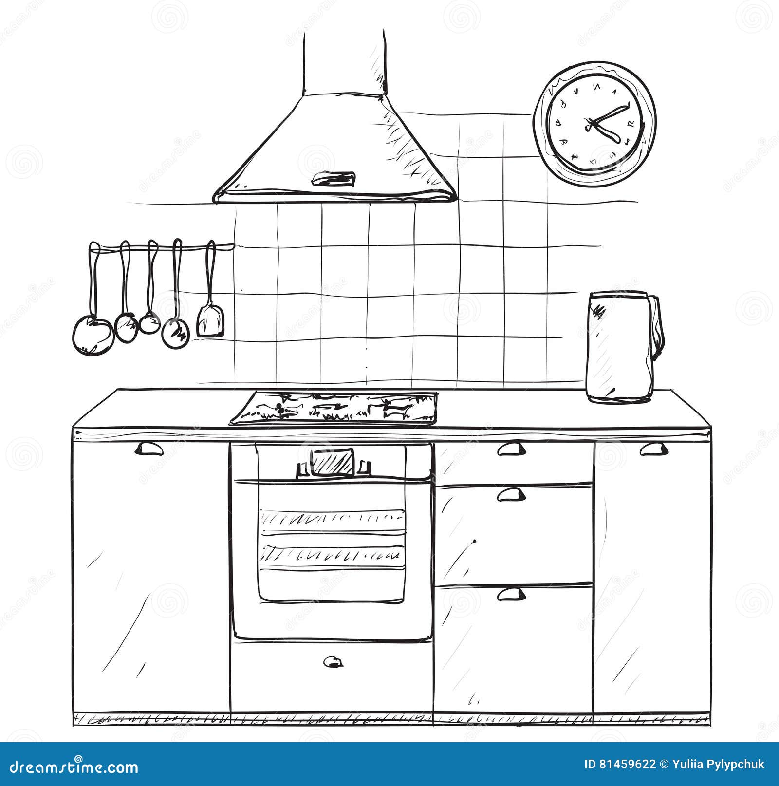 Hand Gezeichnete Küche Möbelskizze Vektor Abbildung - Illustration von ...