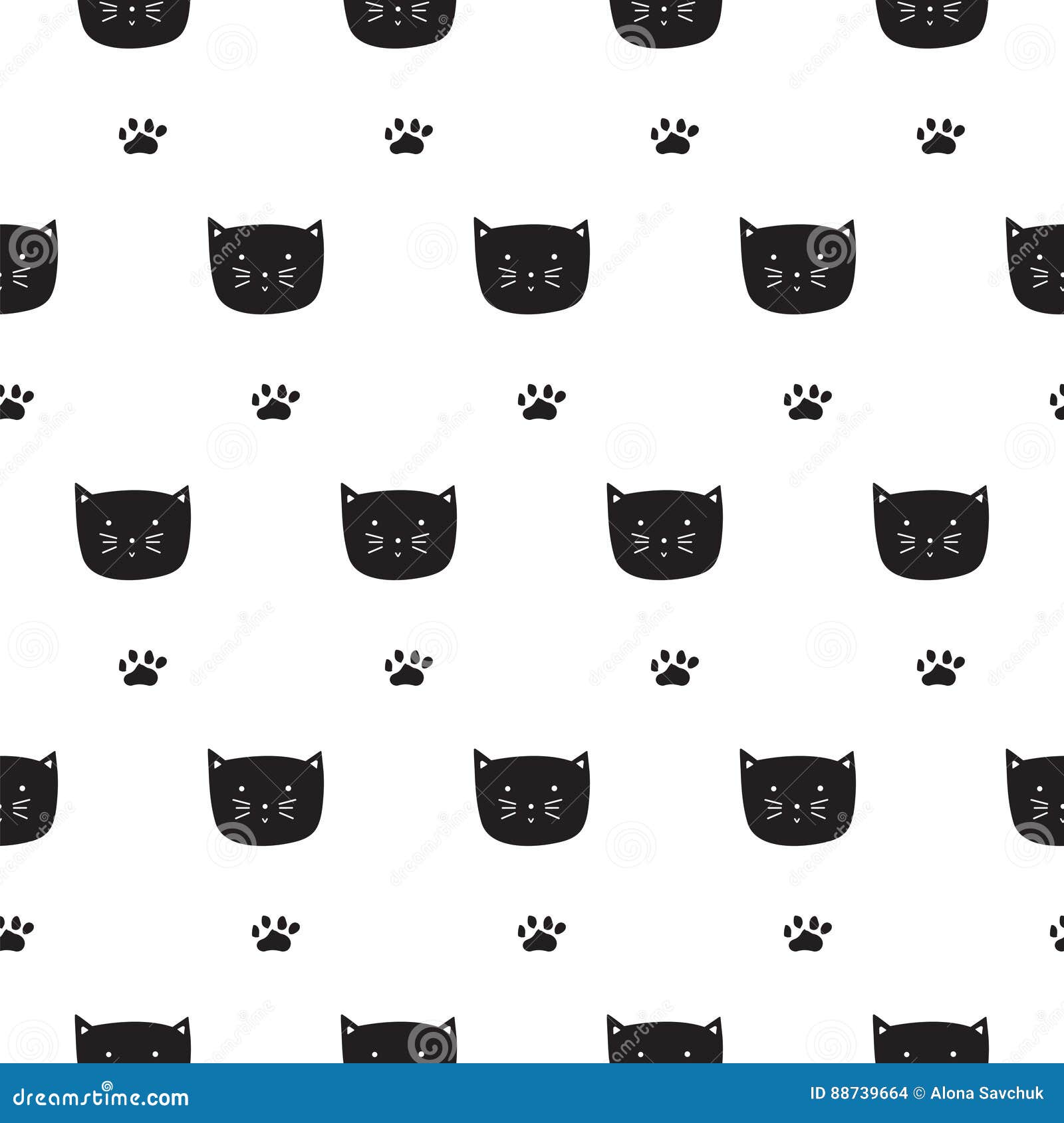 Hand Gezeichnete Katzen Und Tatzen Vektor Abbildung - Illustration von ...