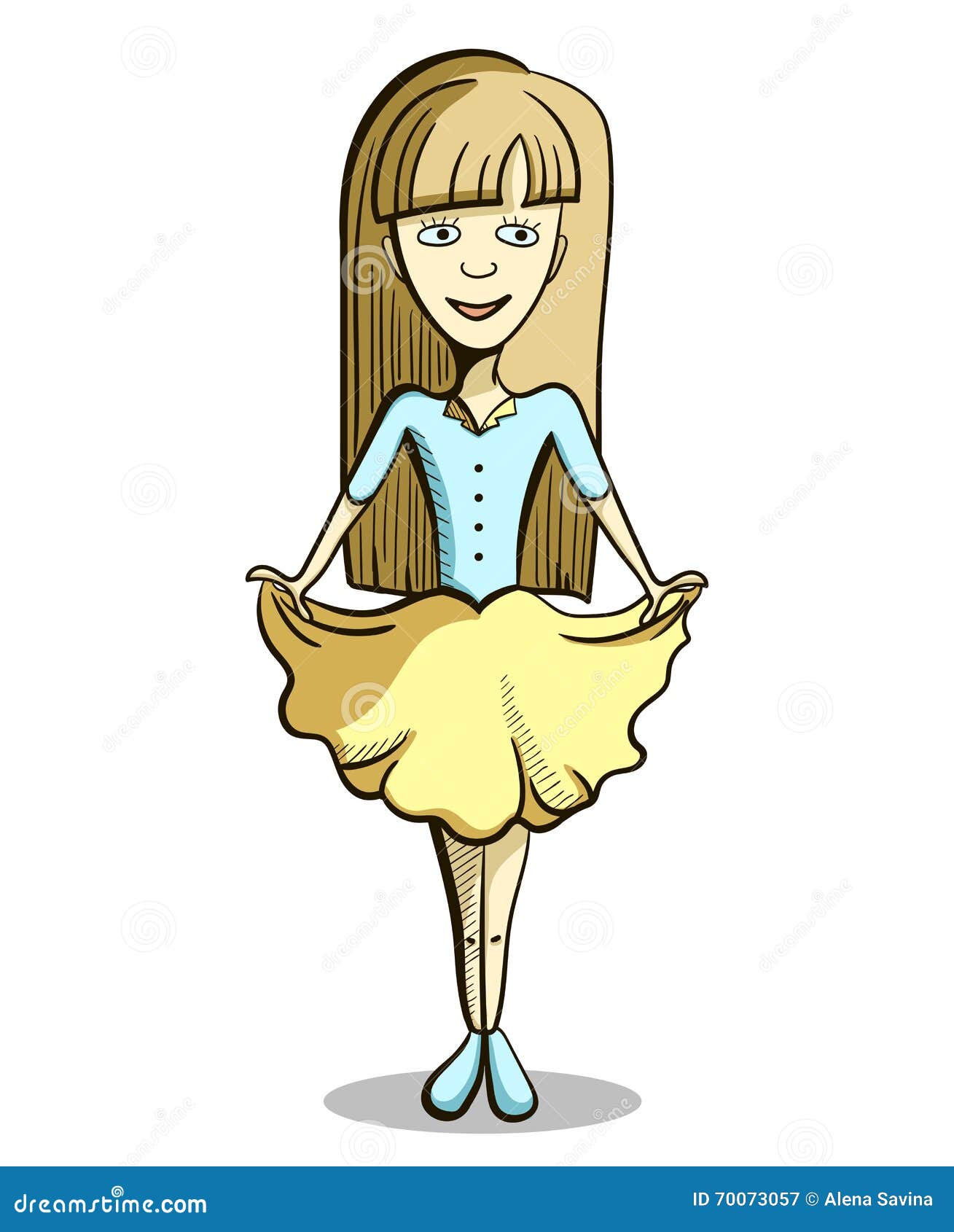 Hand Gezeichnete Kleines Mädchen-Farbe Vektor Abbildung - Illustration ...