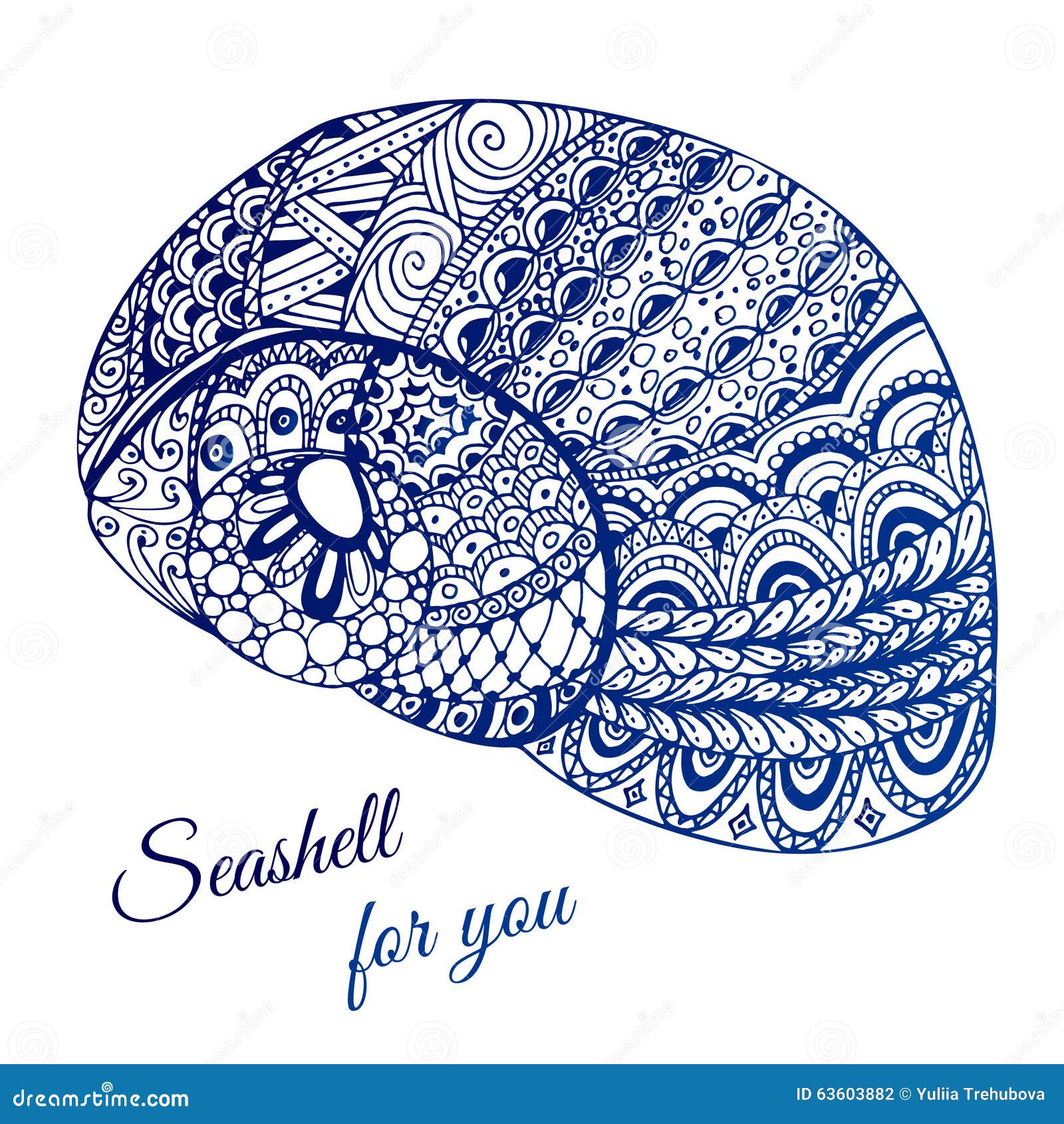 Hand Gezeichnete Muschel Mit Ethnischem Motiv Vektor Abbildung ...