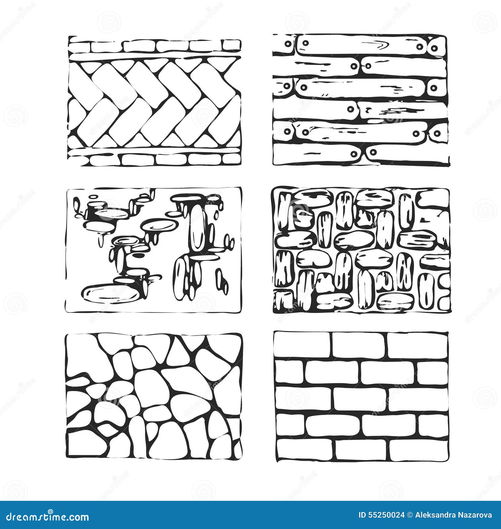 Hand Gezeichnete Pflastersteine Und Blöcke Vektor Abbildung ...