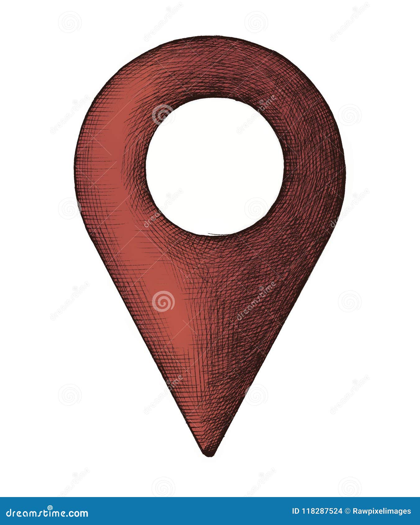 Hand Gezeichnete Rote Standortstiftillustration Stock Abbildung ...