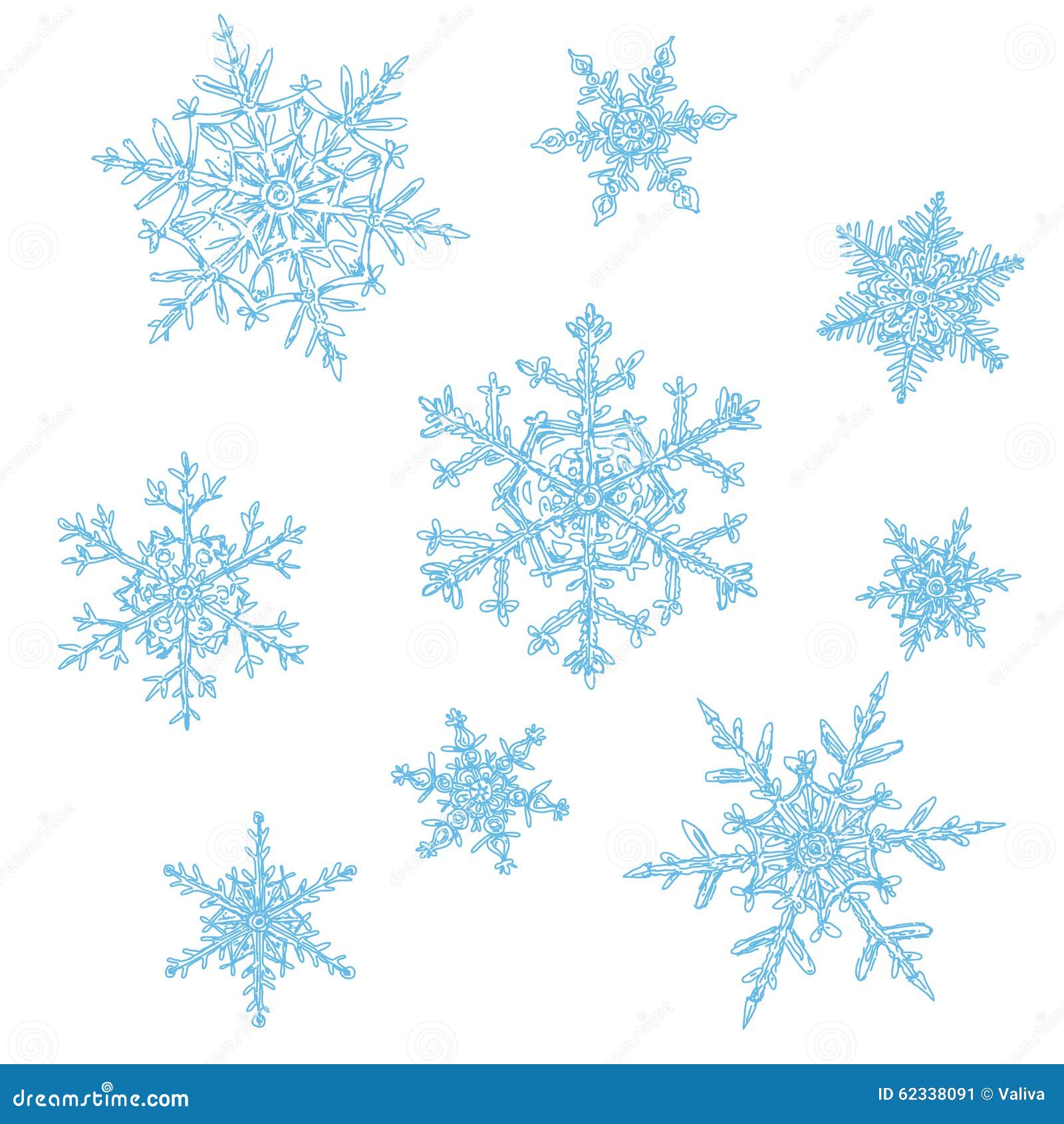 Hand Gezeichnete Schneeflocken Vektor Abbildung - Illustration von ...