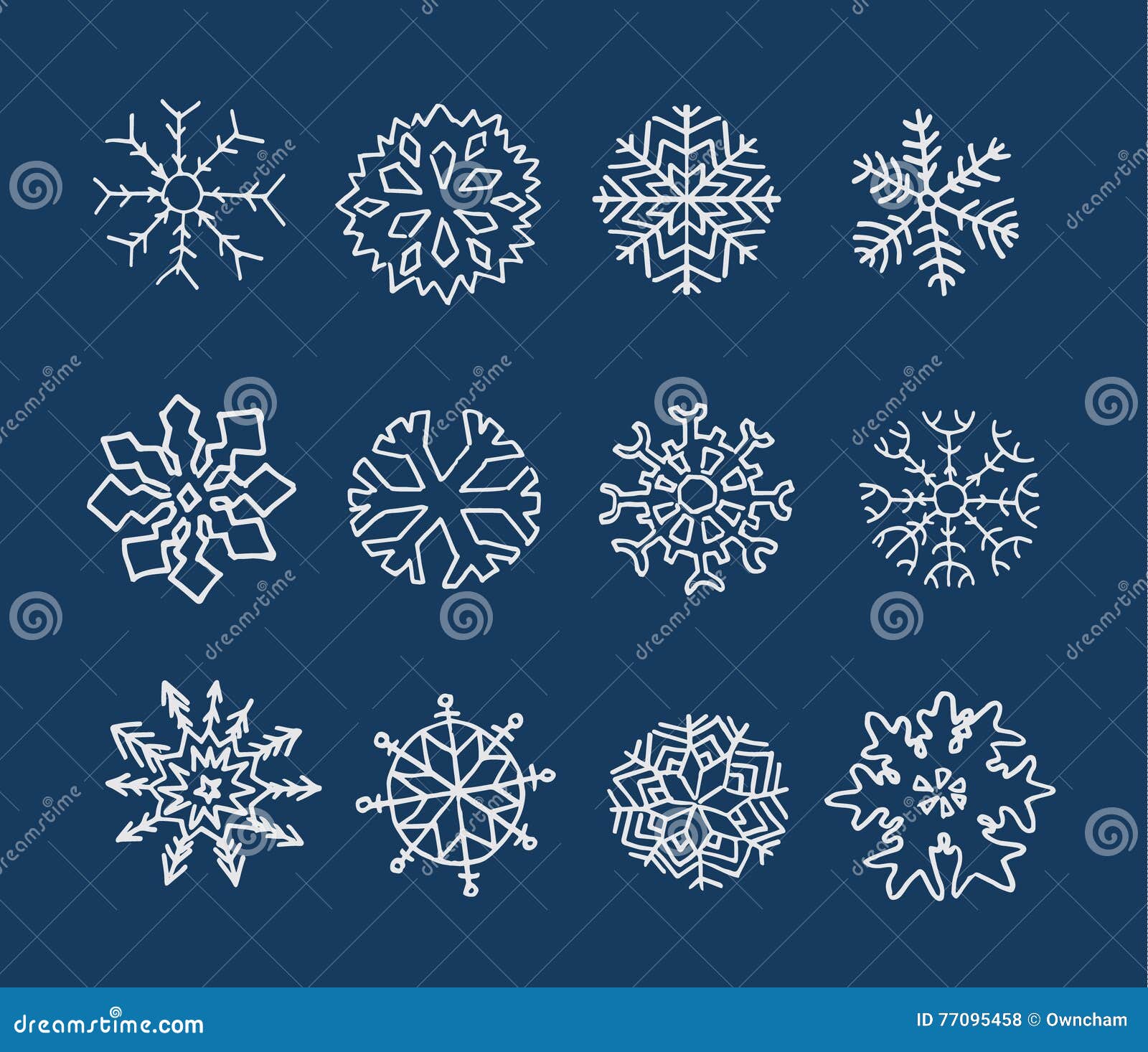 Hand Gezeichnete Schneeflocken Vektor Abbildung - Illustration von ...