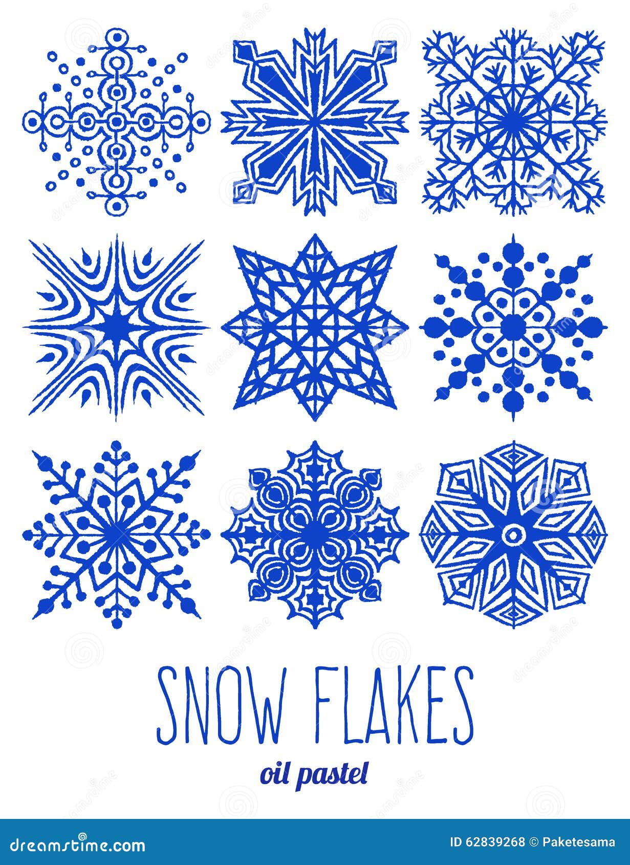 Hand Gezeichnete Schneeflocken Eingestellt Vektor Abbildung ...