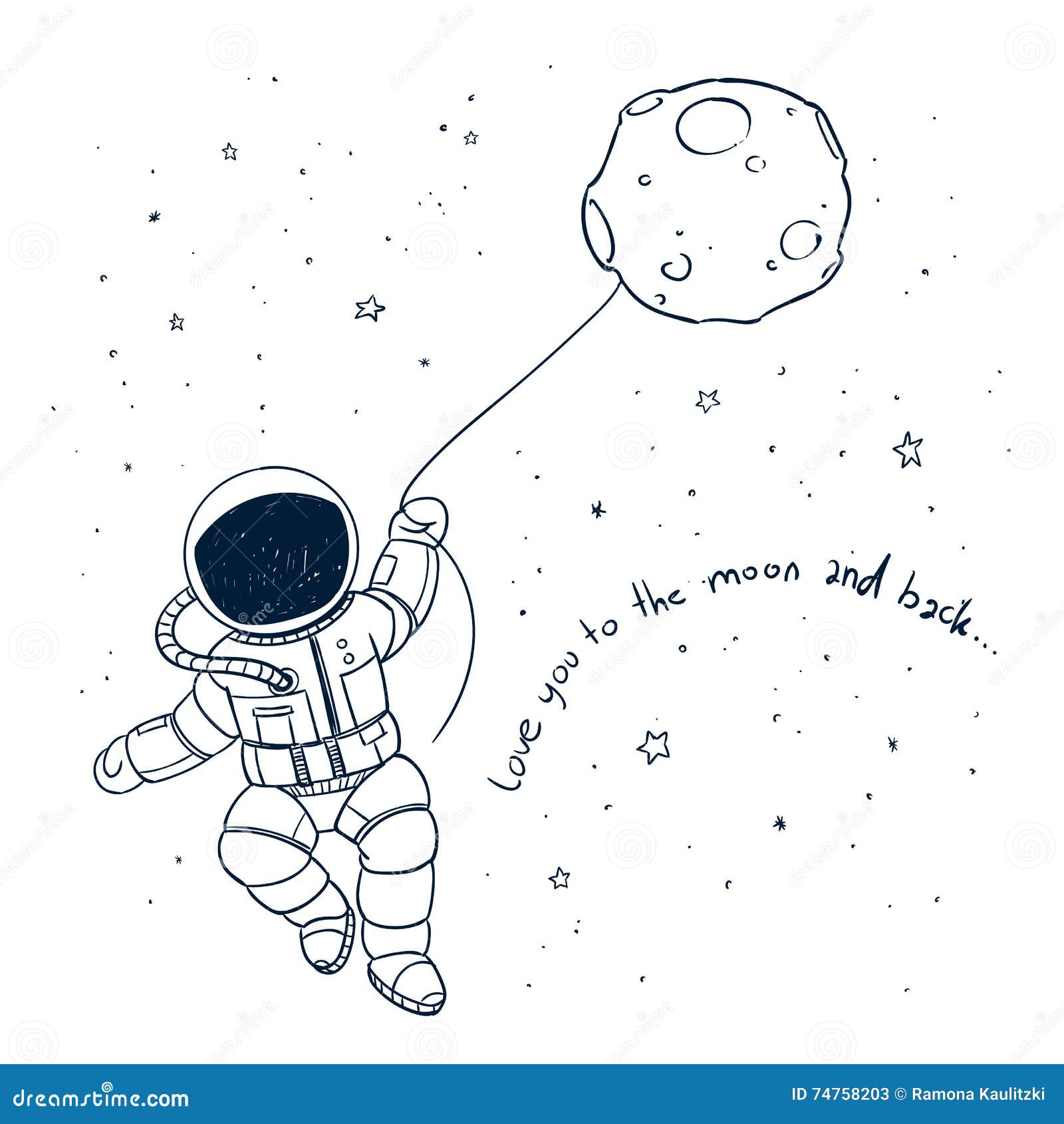 Hand Gezeichneter Astronaut Doodle Stock Abbildung - Illustration von ...