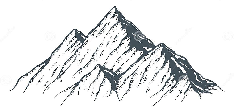 Hand gezeichneter Berg vektor abbildung. Illustration von radierung ...