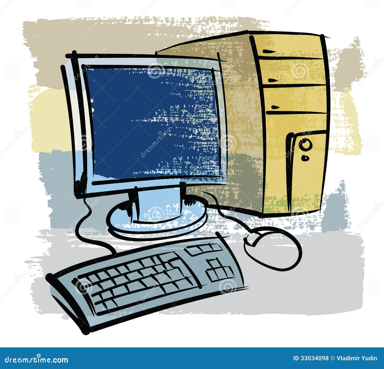 Hand gezeichneter Computer vektor abbildung. Illustration von skizze ...