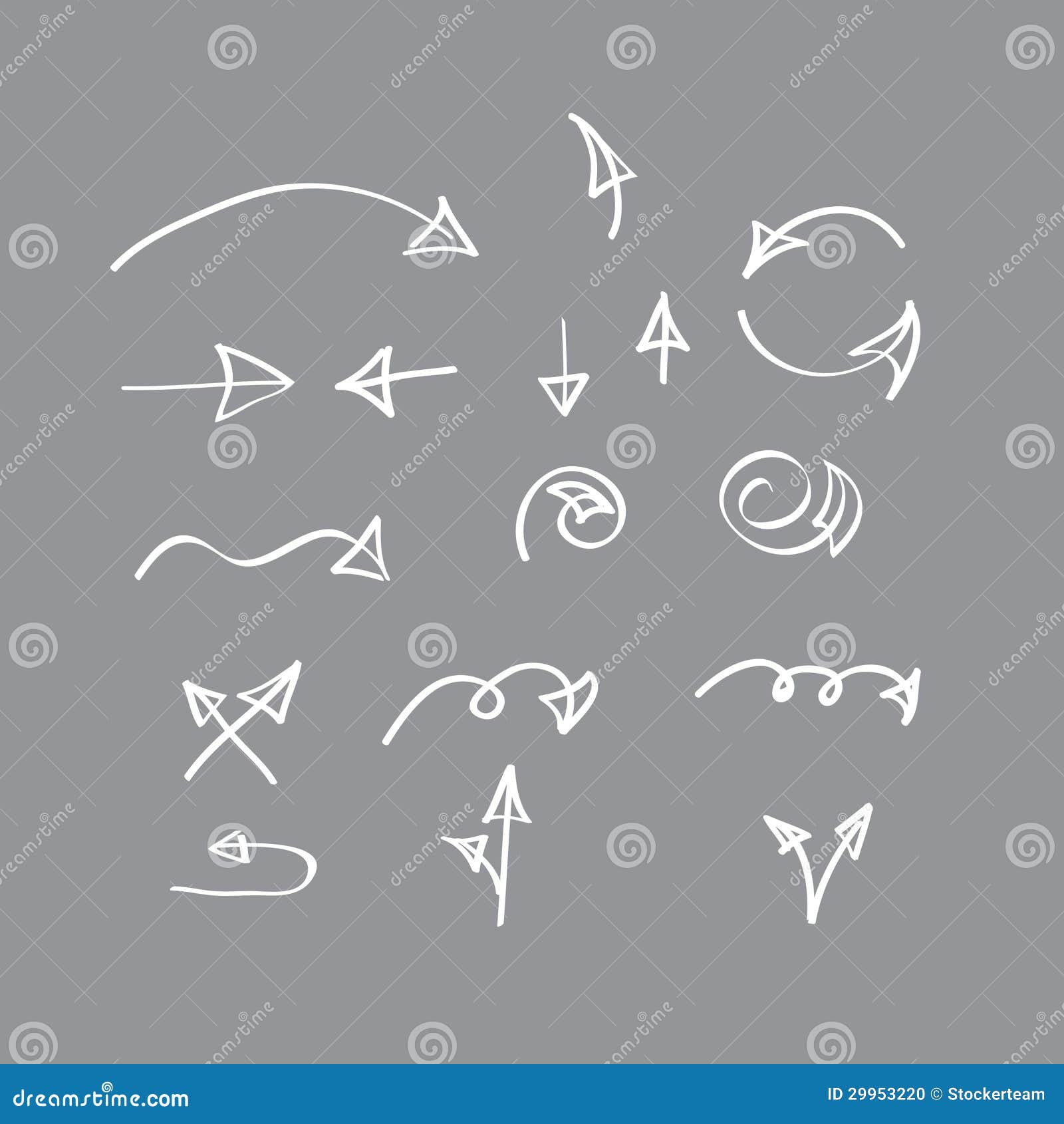 Hand Gezeichnete Pfeilsammlung Auf Grauem Hintergrund Stock Abbildung ...