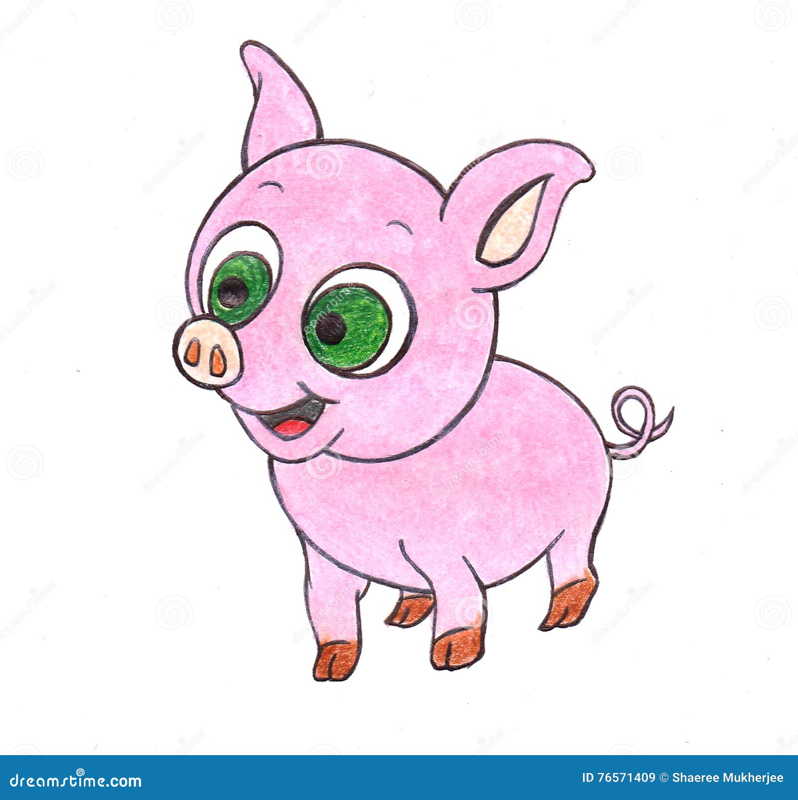 Hand gezeichnetes Ferkel stock abbildung. Illustration von farben ...