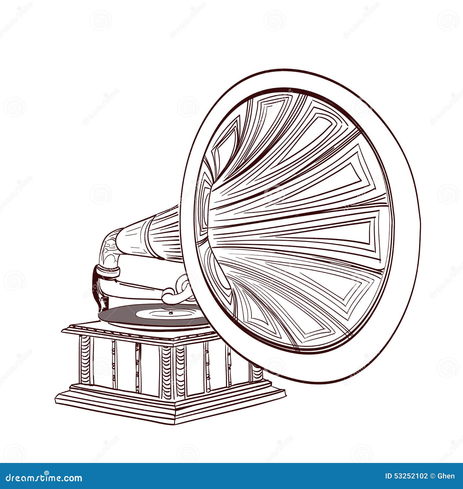 Hand Gezeichnetes Grammophon Vektor Abbildung - Illustration von ...